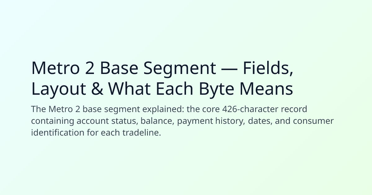 Metro 2 Base Segment — Fields, Layout & What Each Byte Means